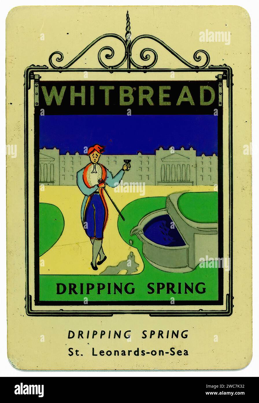The Dripping Spring - Vintage Whitbread Inn Signs Illustration Stock ...