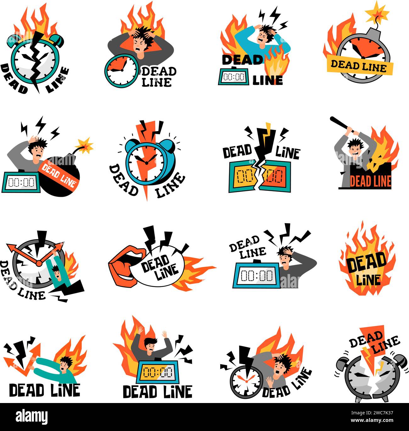 Deadline symbols. Logo or badges business busy deadline time recent ...