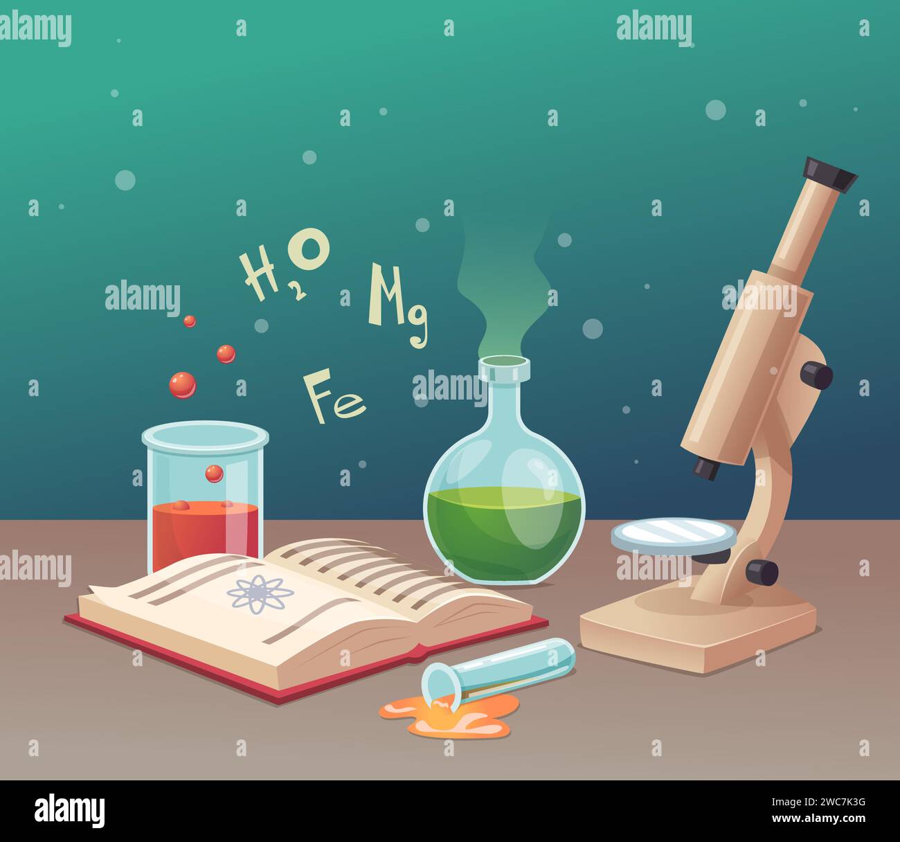 Laboratory workplace. Chemical lab items Stock Vector Image & Art - Alamy