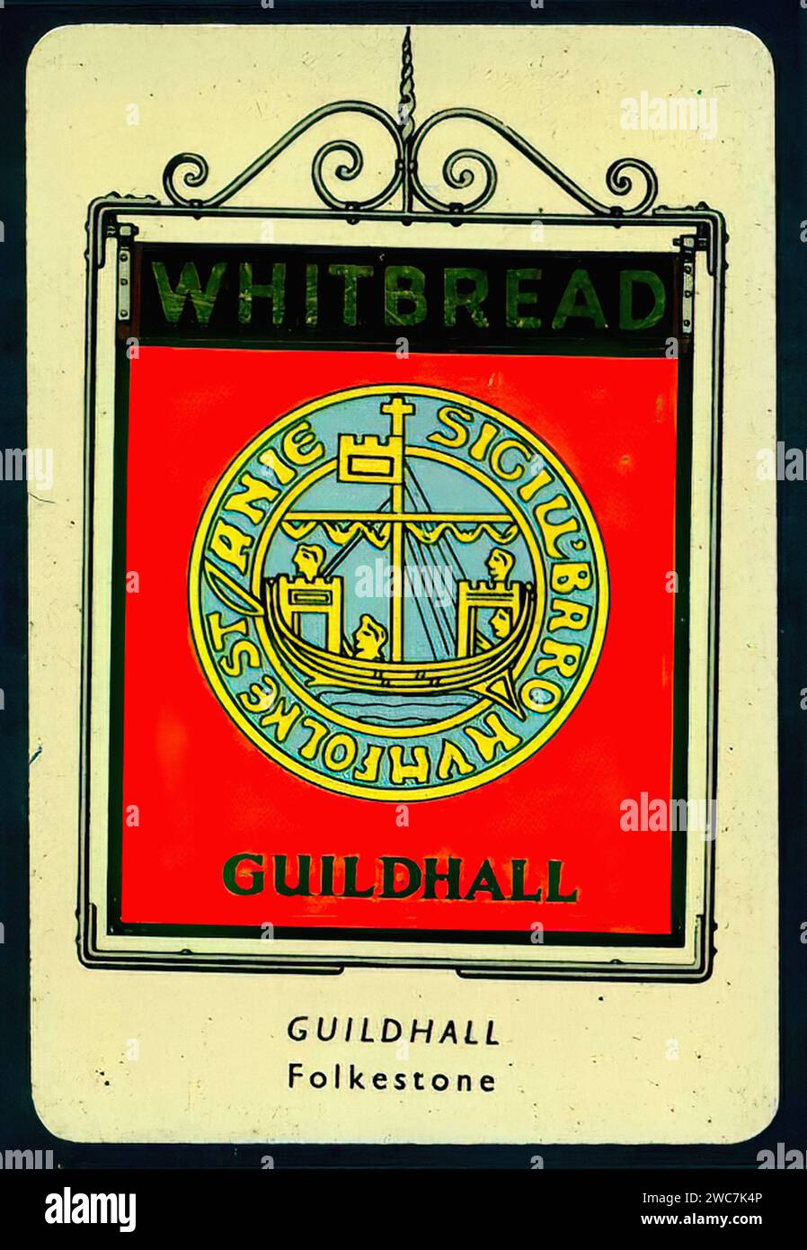 Guildhall - Vintage Whitbread Inn Signs Illustration Stock Photo - Alamy