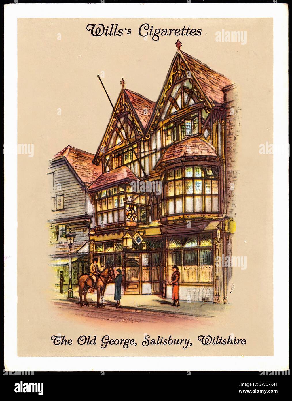 The Old George, Salisbury - Vintage Cigarette Card Illustration Stock ...