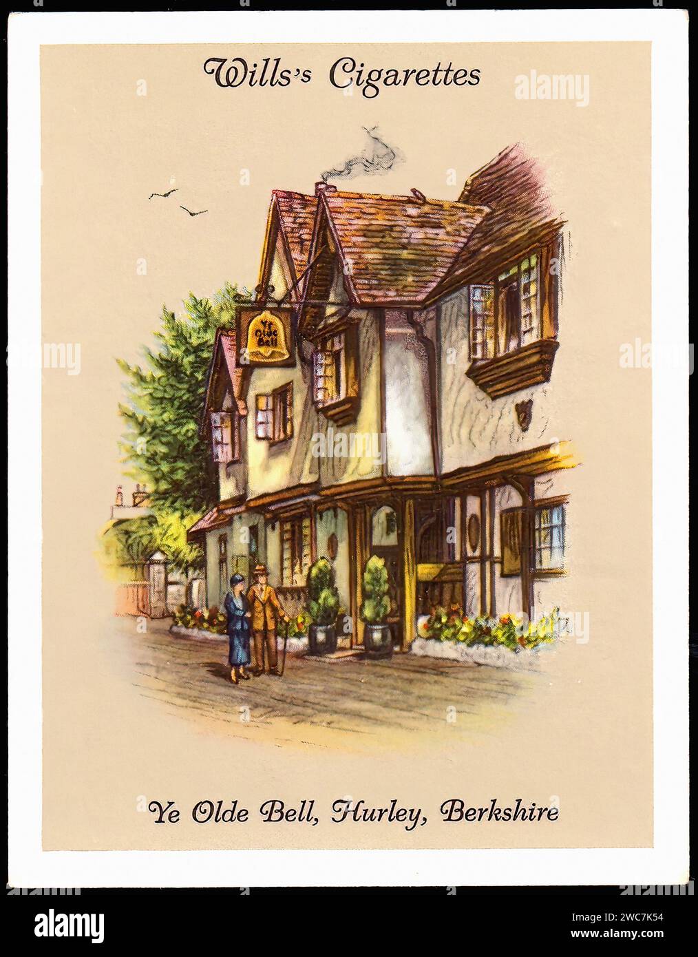 Ye Olde Bell, Hurley - Vintage Cigarette Card Illustration Stock Photo ...