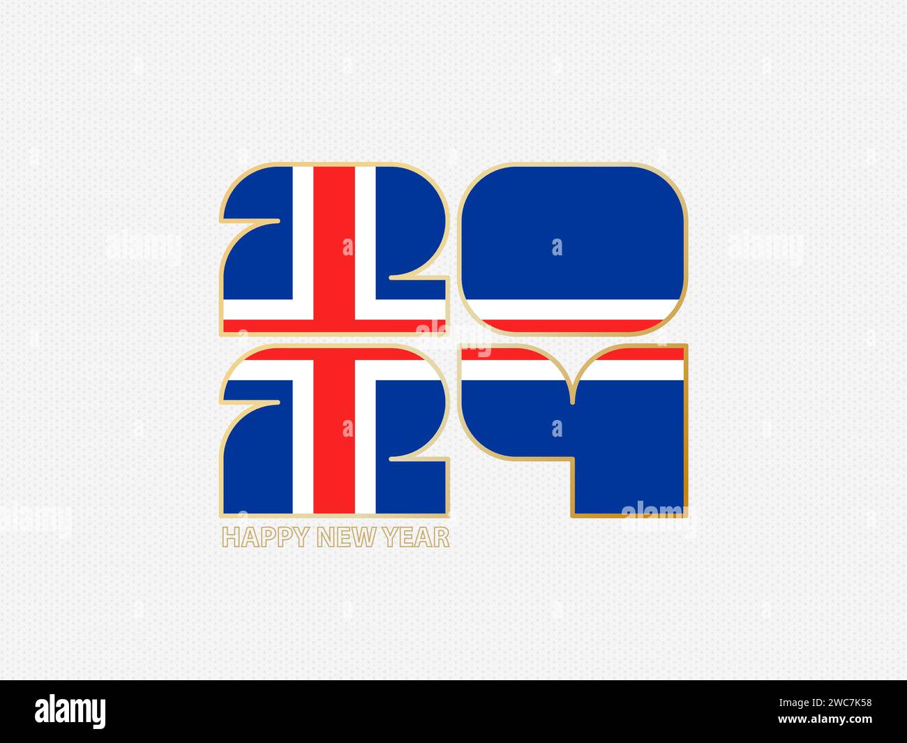Abstract numbers 2024 with flag of Iceland. Vector illustration Stock ...