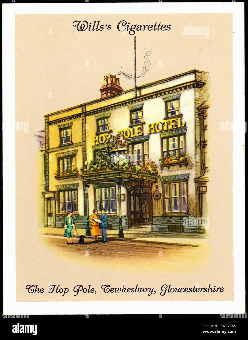 The Hop Pole, Tewkesbury - Vintage Cigarette Card Illustration Stock ...