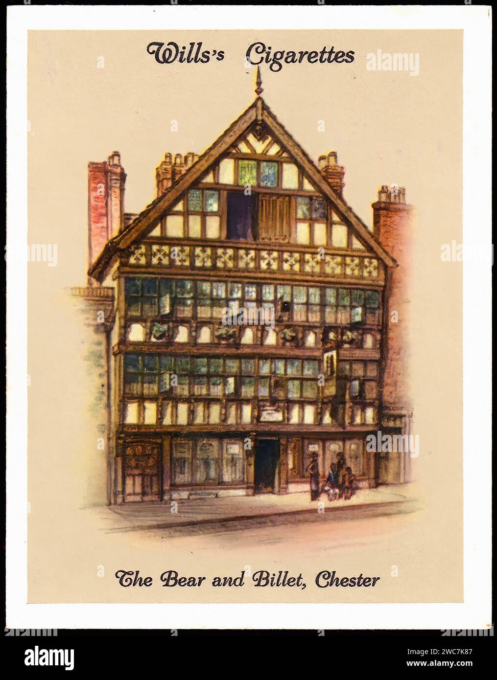 The Bear and Billet, Chester - Vintage Cigarette Card Illustration ...