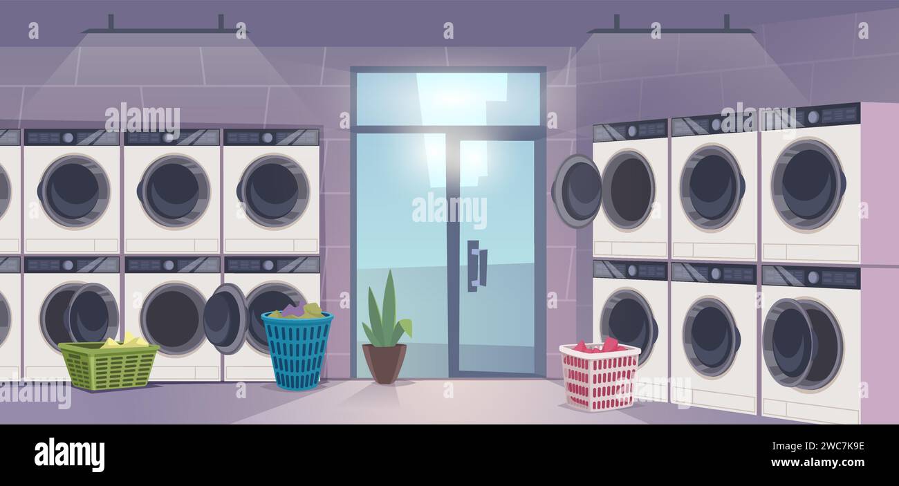 Laundry room. Washing service for dirty clothes exact vector cartoon ...