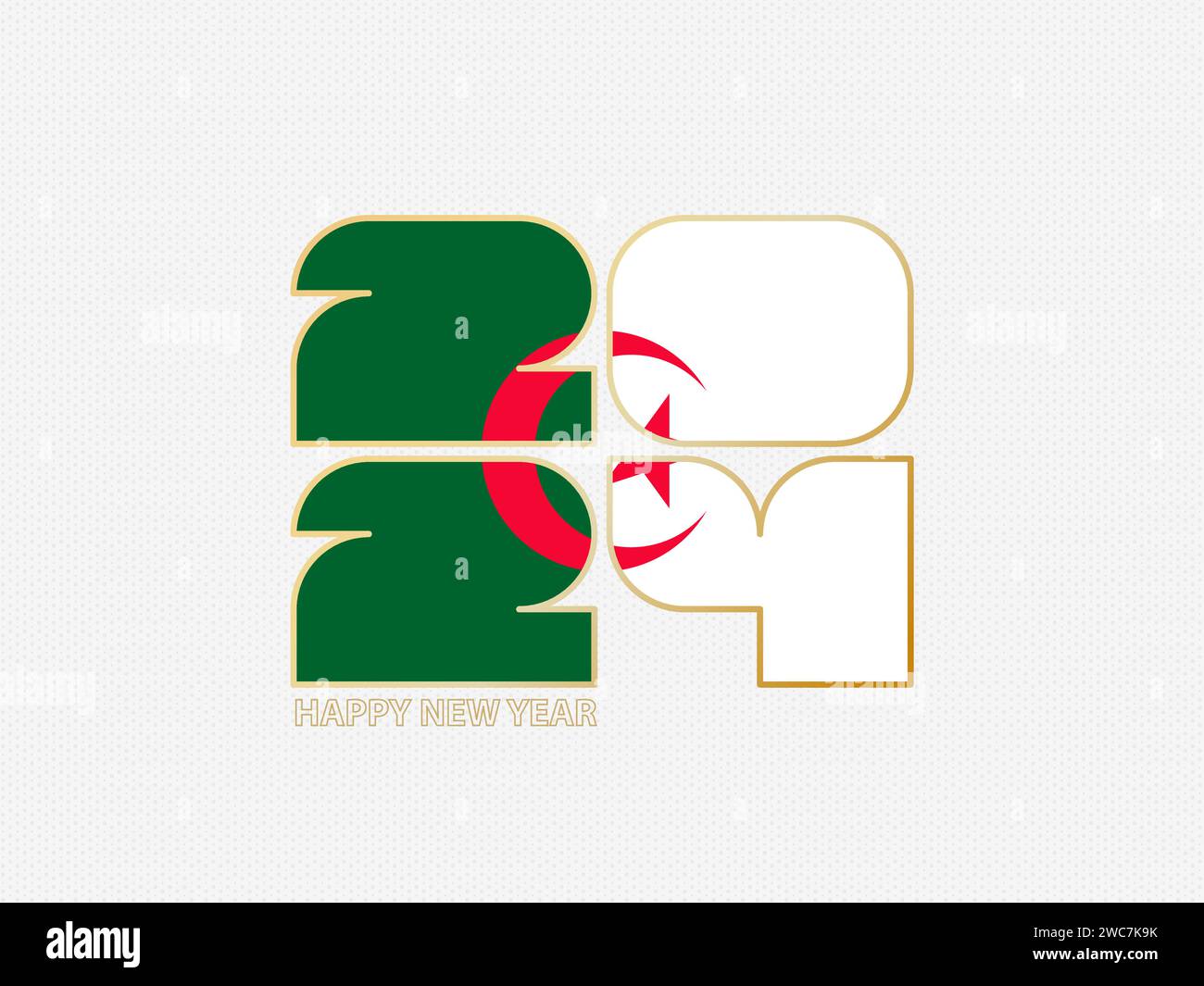 Abstract numbers 2024 with flag of Algeria. Vector illustration Stock ...