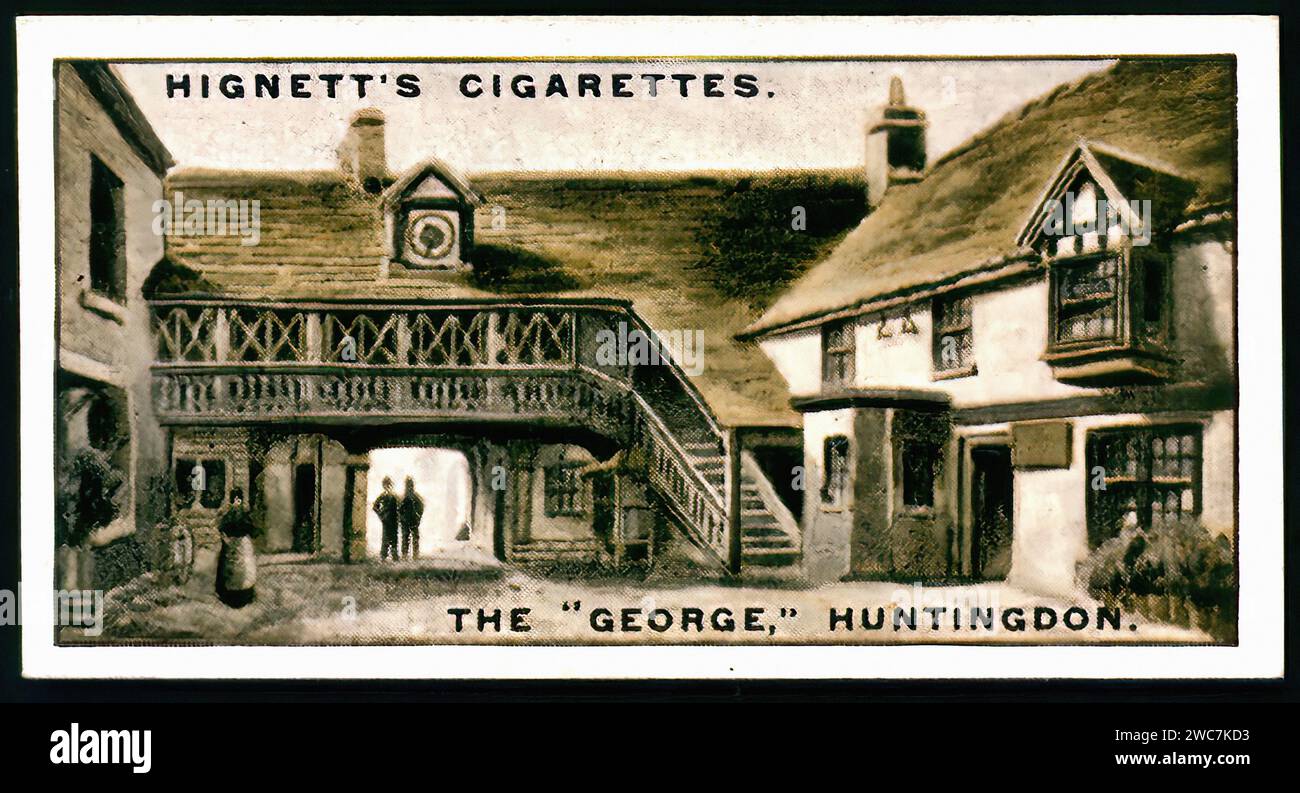 The George, Huntingdon - Vintage Cigarette Card Illustration Stock ...