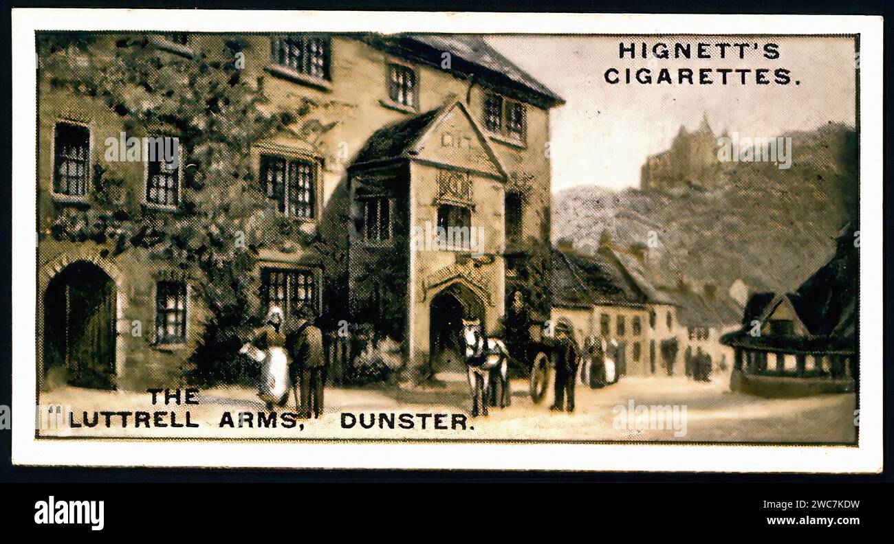 Luttrell Arms, Dunster - Vintage Cigarette Card Illustration Stock ...