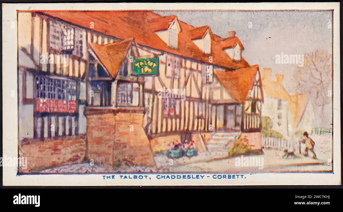 The Talbot, Chaddesley-Corbett - Vintage Cigarette Card Illustration ...