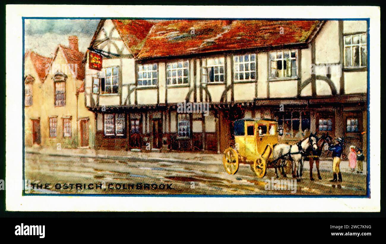 The Ostrich, Colnbrook 001 - Vintage Cigarette Card Illustration Stock ...