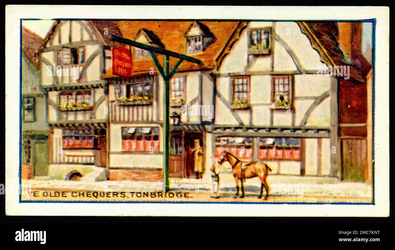 Ye Olde Chequers, Tonbridge - Vintage Cigarette Card Illustration Stock ...