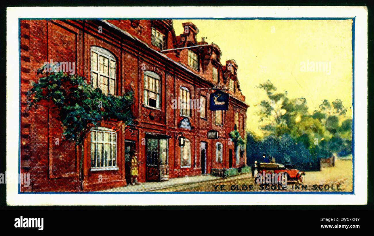 Ye Olde Scole Inn - Vintage Cigarette Card Illustration Stock Photo - Alamy