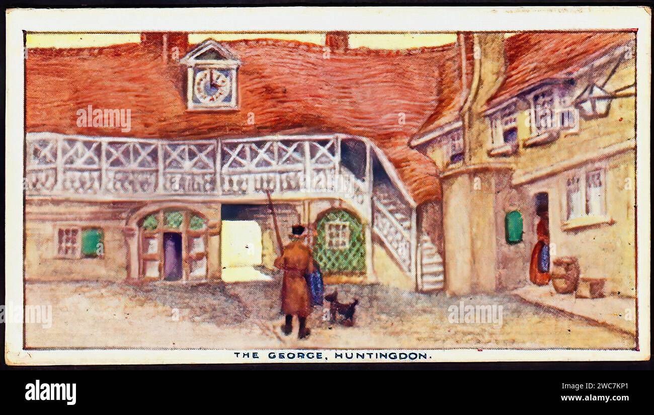 The George Hotel, Huntingdon - Vintage Cigarette Card Illustration ...