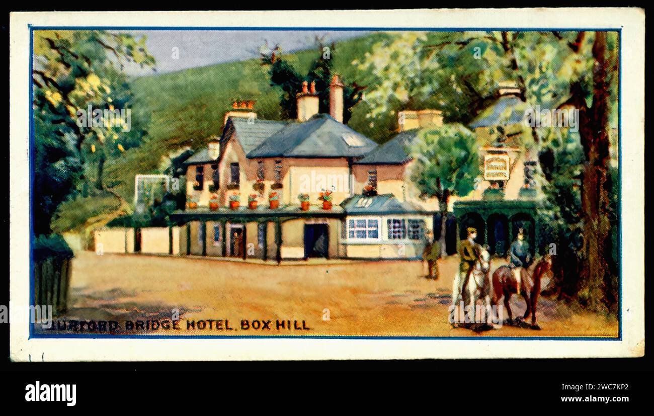 Burford Bridge Hotel, Box Hill - Vintage Cigarette Card Illustration ...