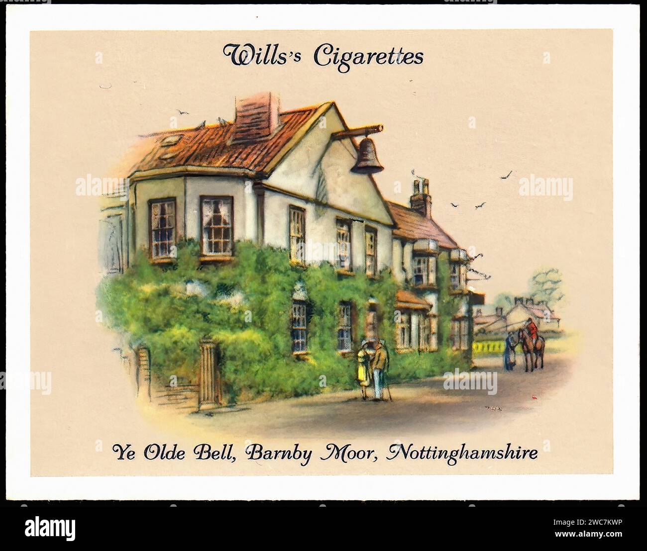 Ye Olde Bell, Barnby Moor - Vintage Cigarette Card Illustration Stock ...