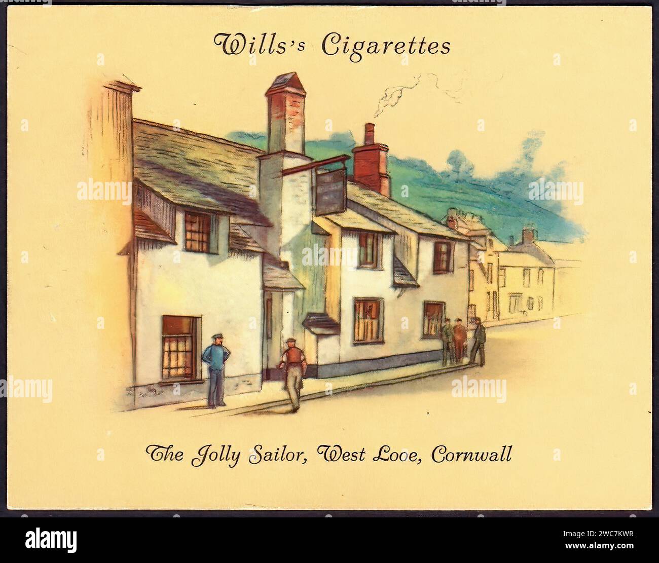 Jolly Sailor, West Looe - Vintage Cigarette Card Illustration Stock ...