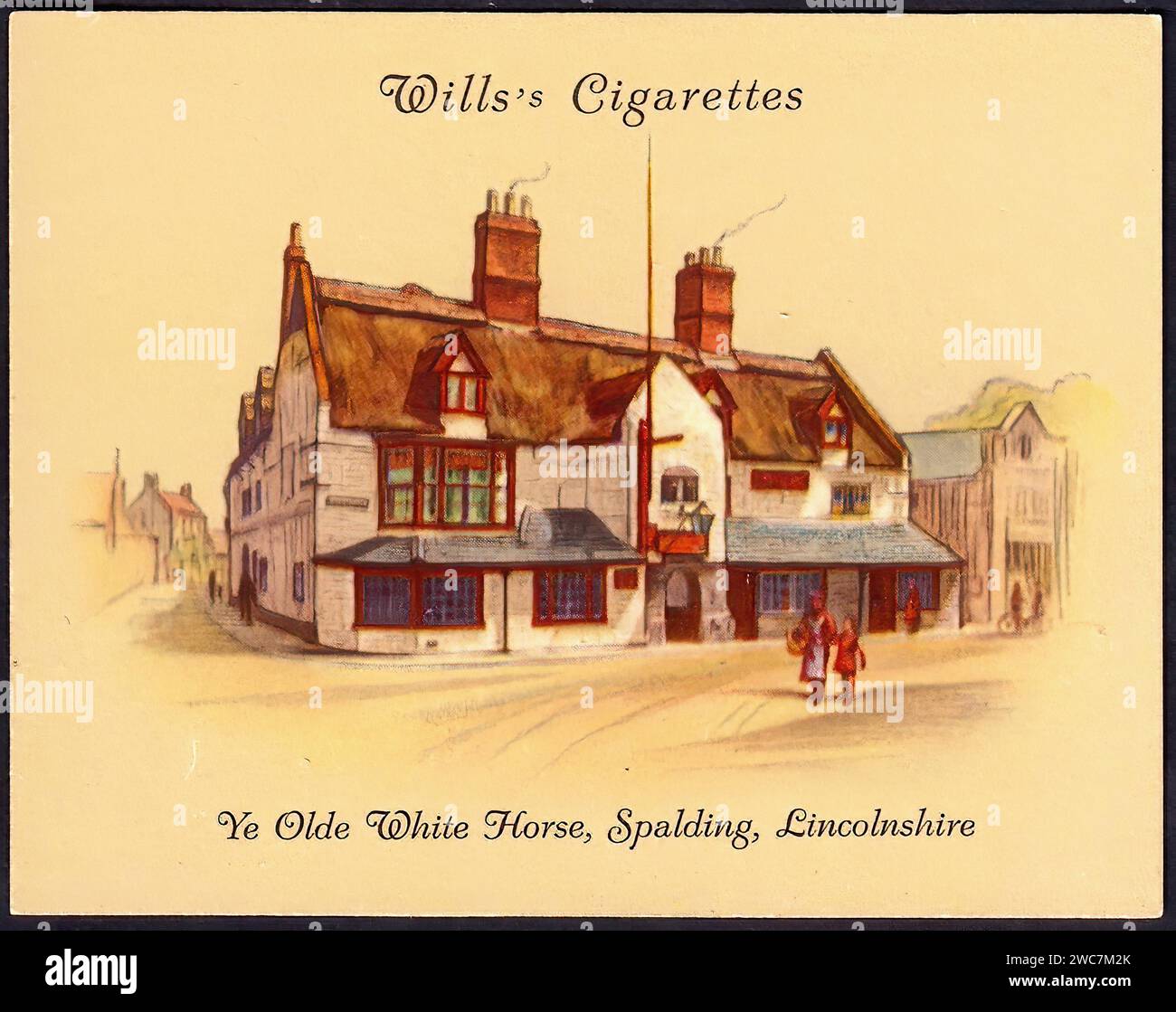 Ye Olde White Horse, Spalding - Vintage Cigarette Card Illustration ...