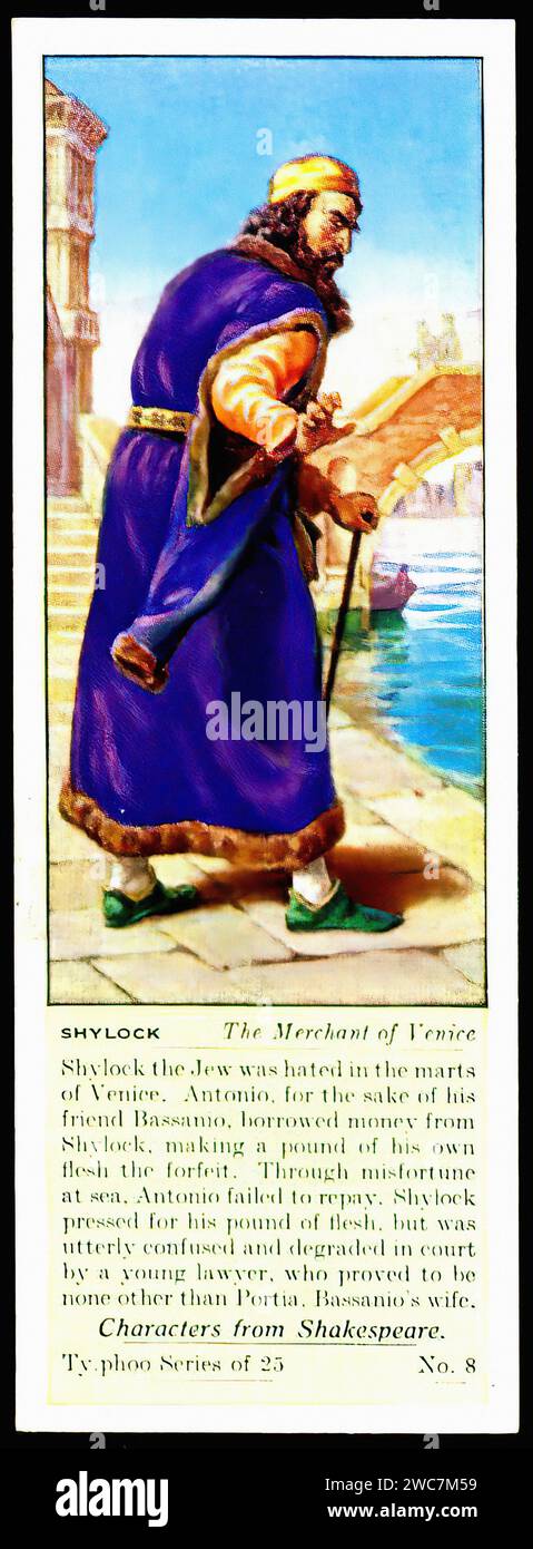 Shylock - The Merchant of Venice - Vintage Typhoo Tea Card Illustration ...
