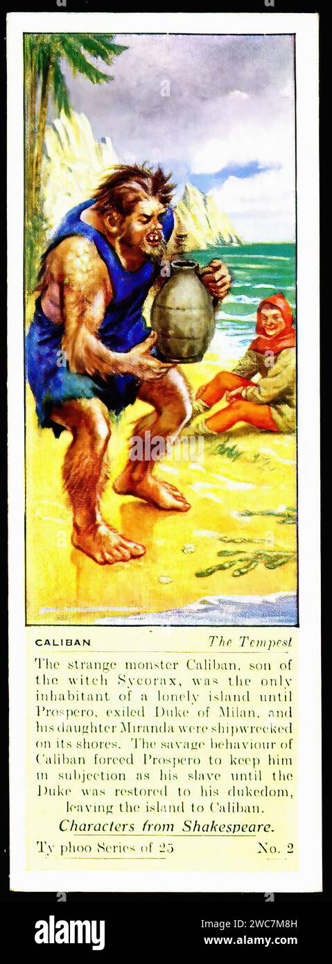 Caliban - The Tempest - Vintage Typhoo Tea Card Illustration Stock ...