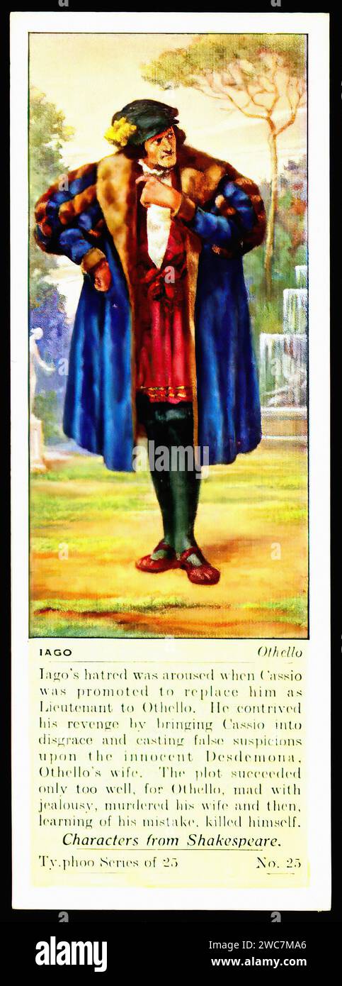 Iago - Othello - Vintage Typhoo Tea Card Illustration Stock Photo - Alamy