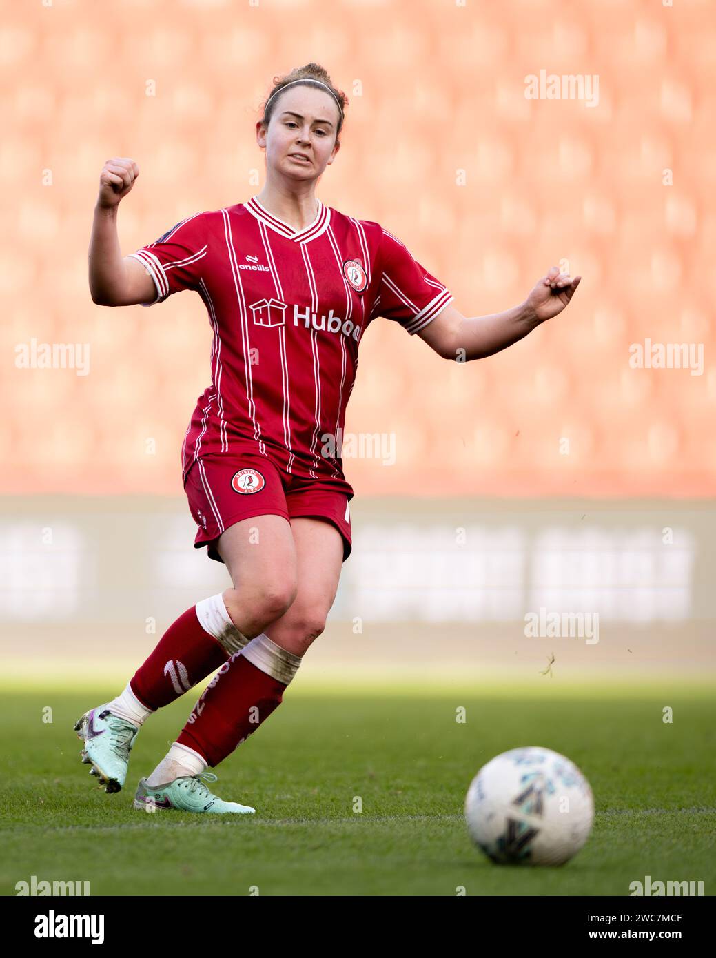 Bristol, UK. 14th January 2024. Emily Syme of Bristol City Women during ...