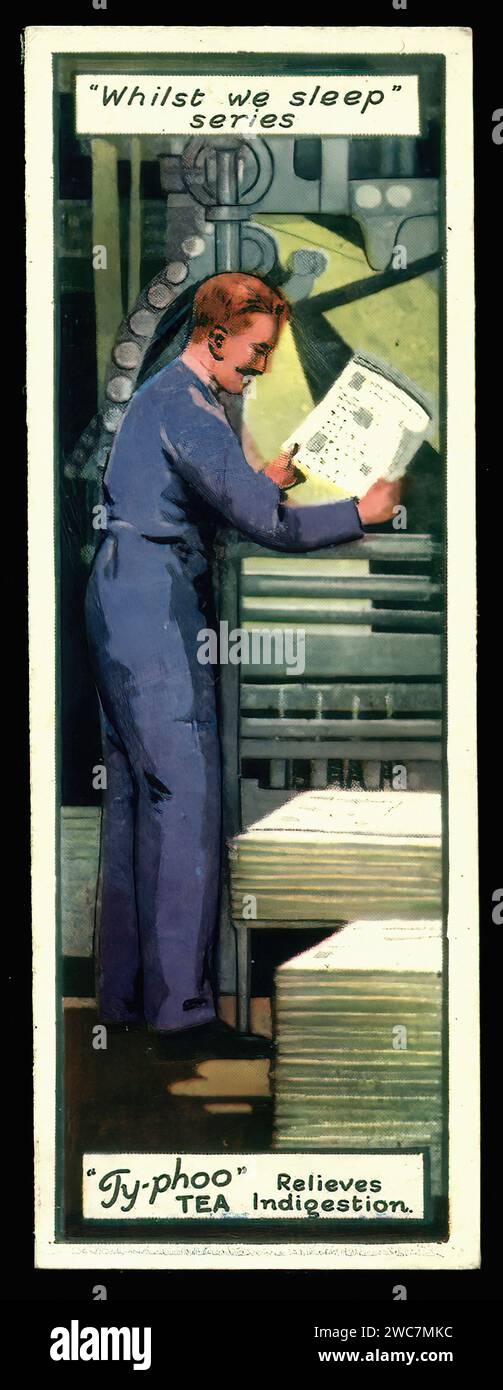 The Printer - Vintage British Trade Card Illustration Stock Photo - Alamy