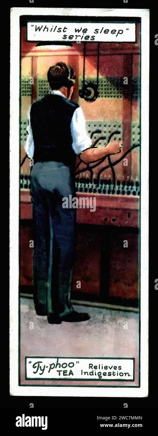 Telephone Exchange Operator - Vintage British Tradecard Illustration ...