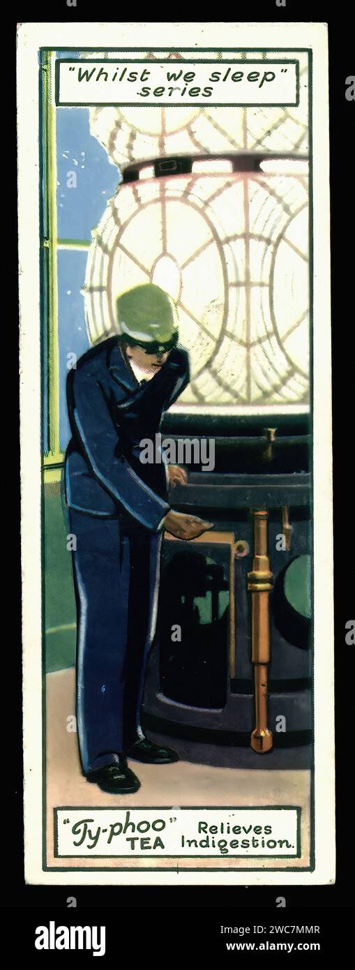 The Lighthouse Keeper - Vintage British Trade Card Illustration Stock ...