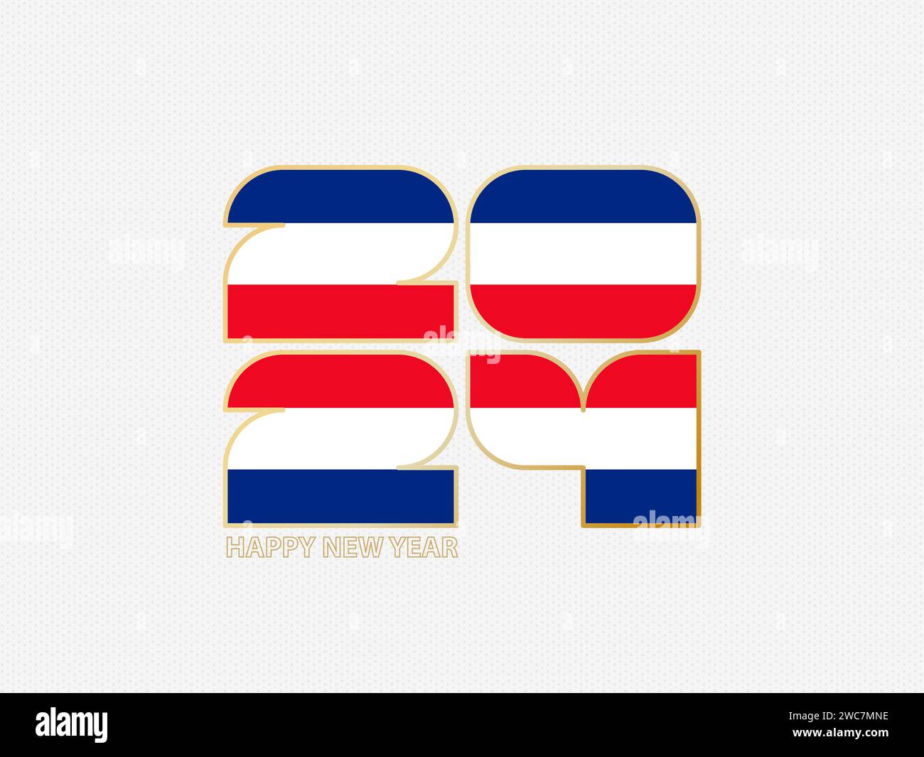 Abstract numbers 2024 with flag of Costa Rica. Vector illustration ...