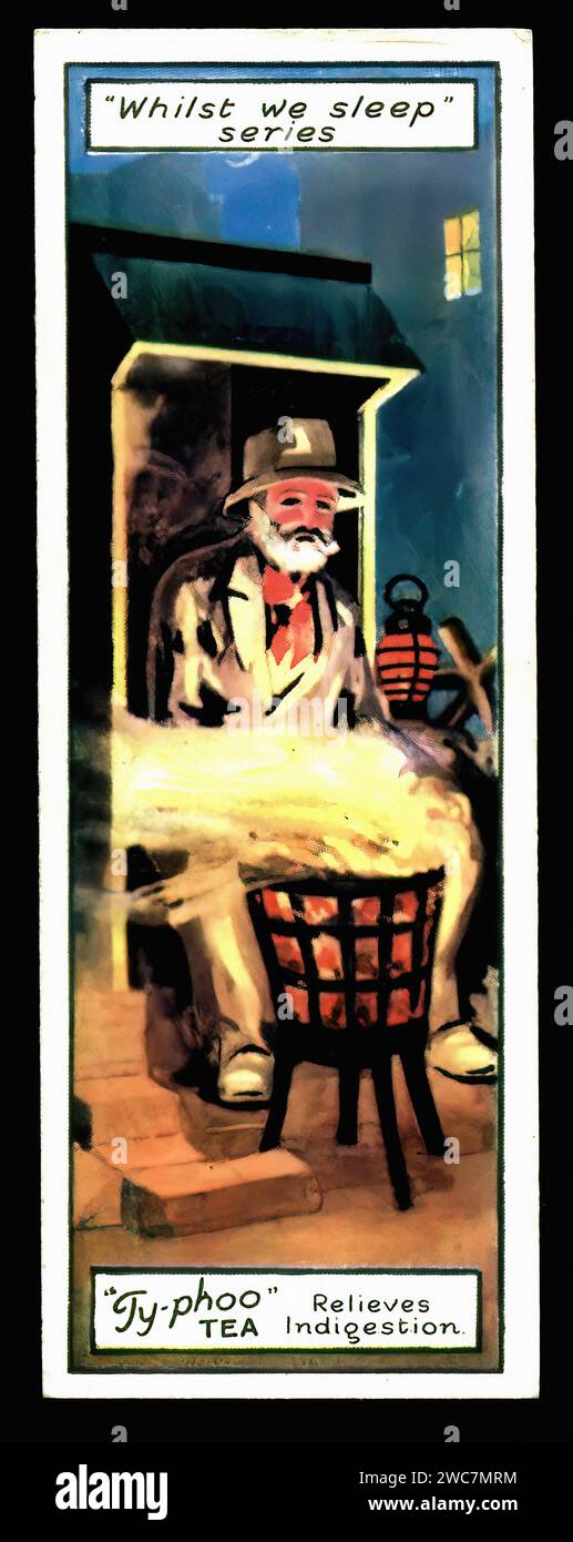 The Nightwatchman - Vintage British Trade Card Illustration Stock Photo ...