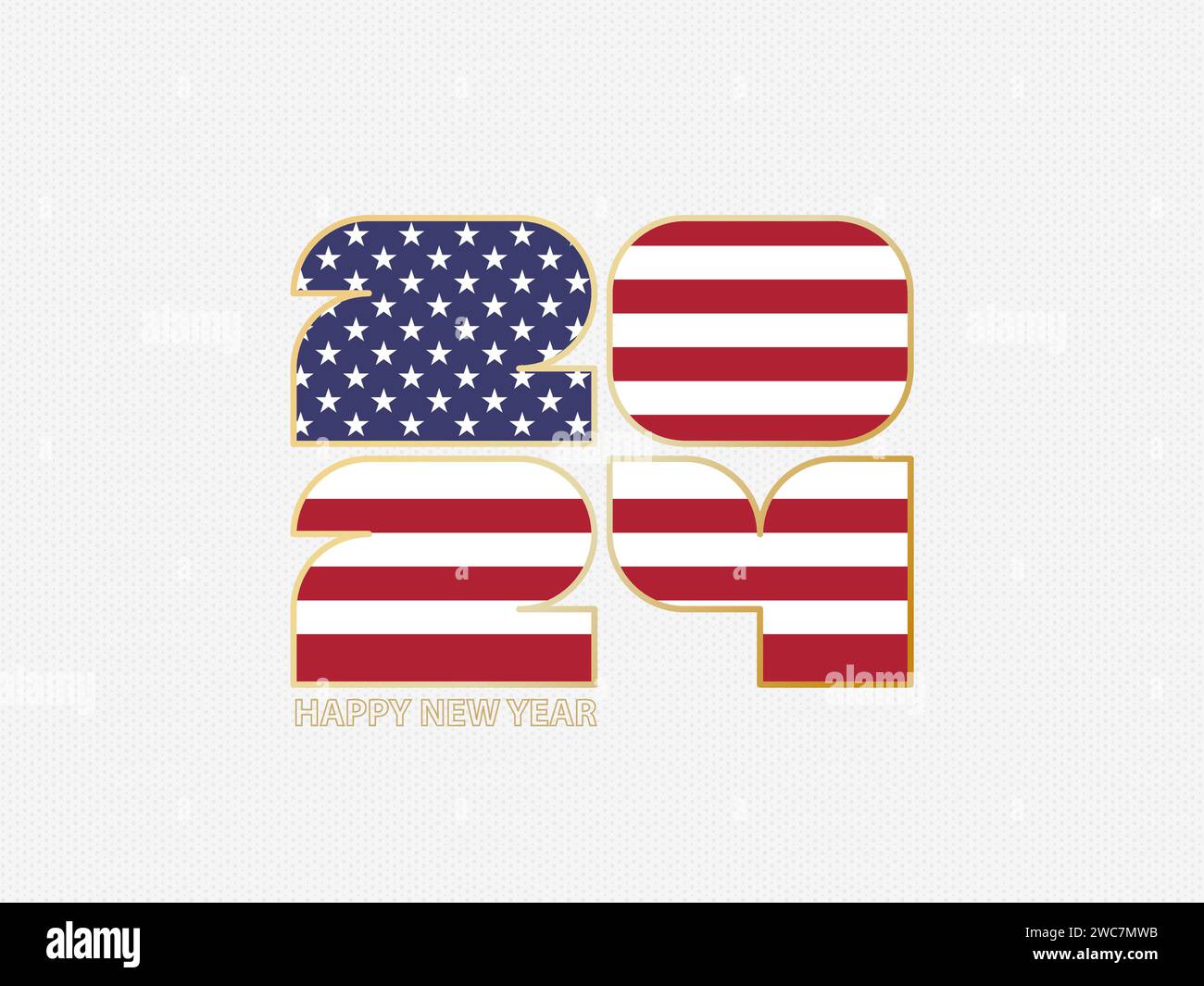 Abstract numbers 2024 with flag of USA. Vector illustration Stock ...