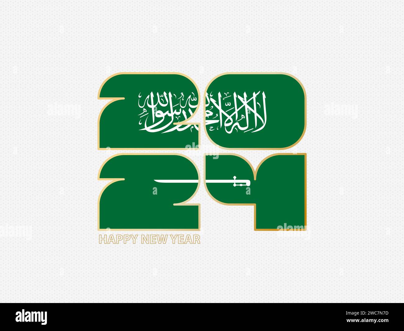 Abstract numbers 2024 with flag of Saudi Arabia. Vector illustration ...