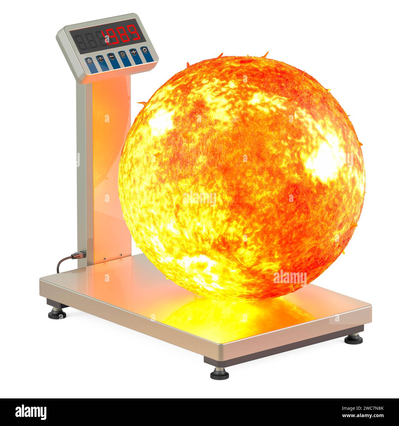 Solar mass, concept. Warehouse Scale with Sun, 3D rendering isolated on ...