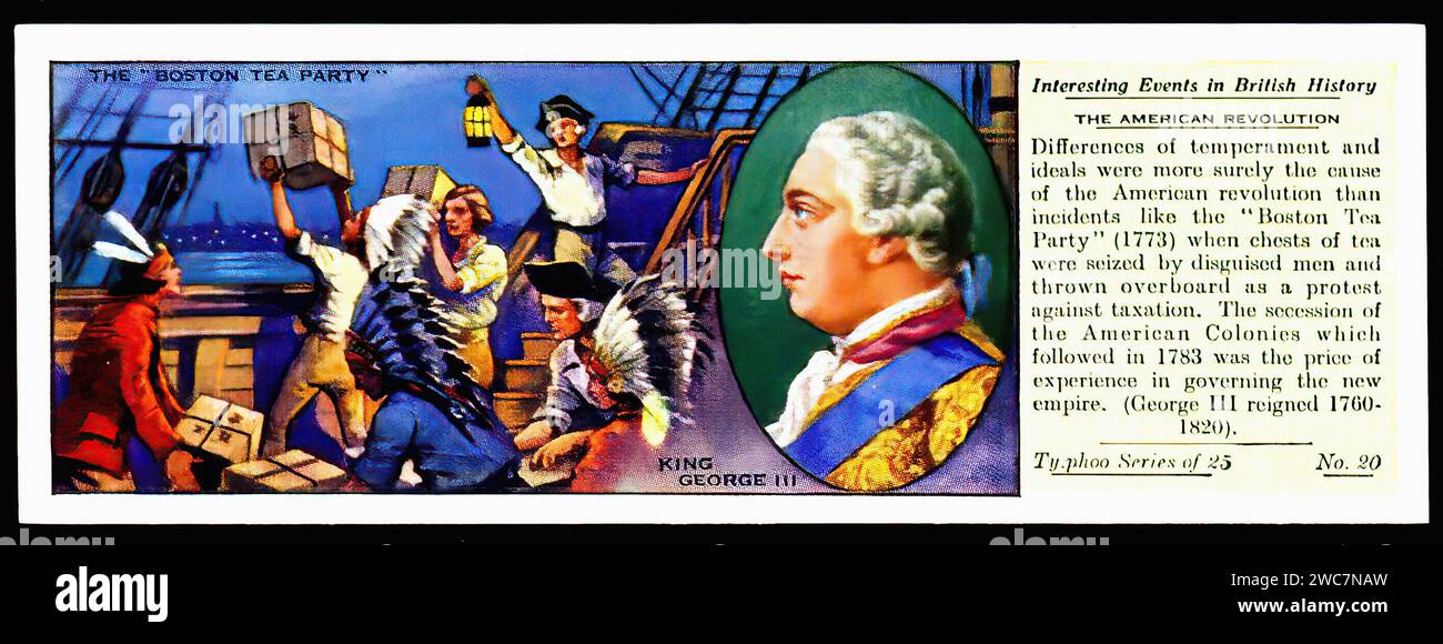 The Boston Tea Party - Vintage Tradecard Illustration Stock Photo - Alamy