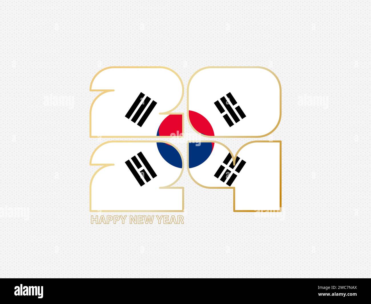 Abstract numbers 2024 with flag of South Korea. Vector illustration ...