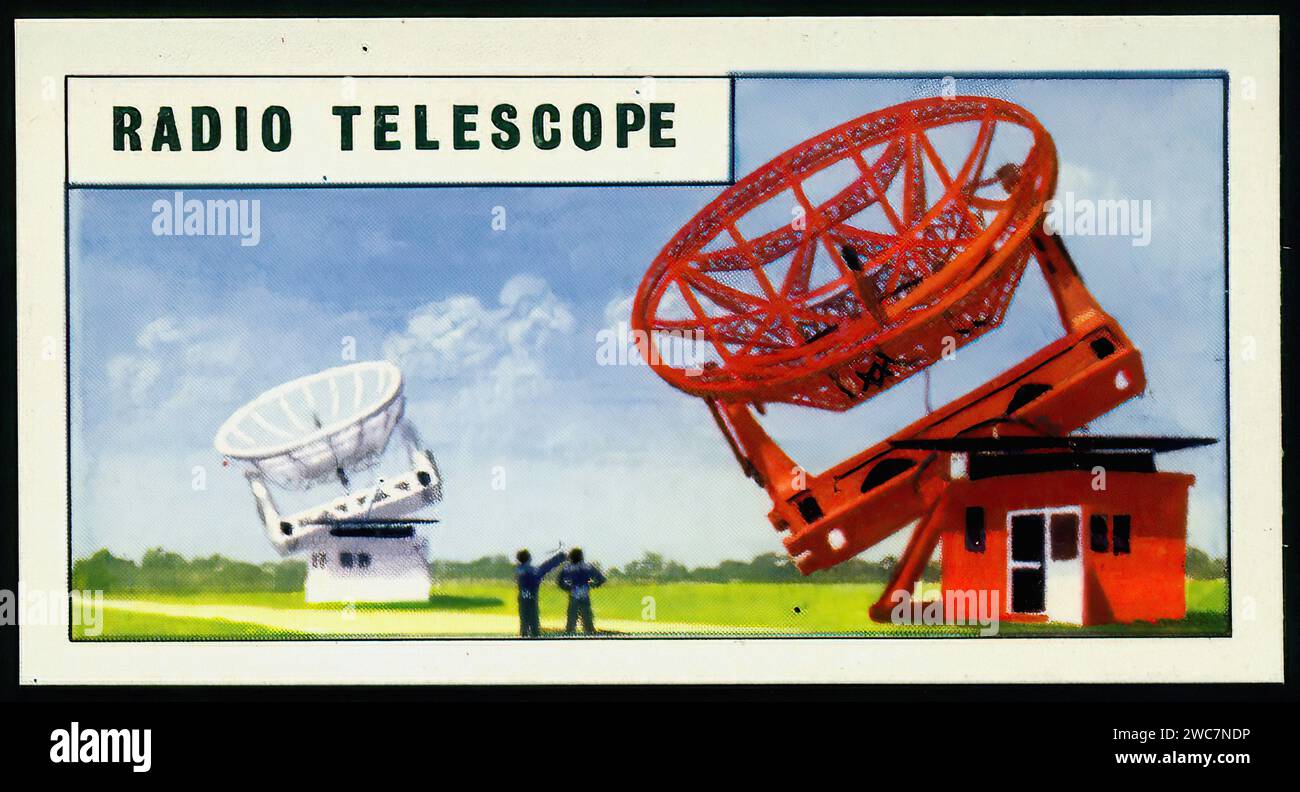 Radio Telescope - Vintage Tea Card Illustration Stock Photo - Alamy