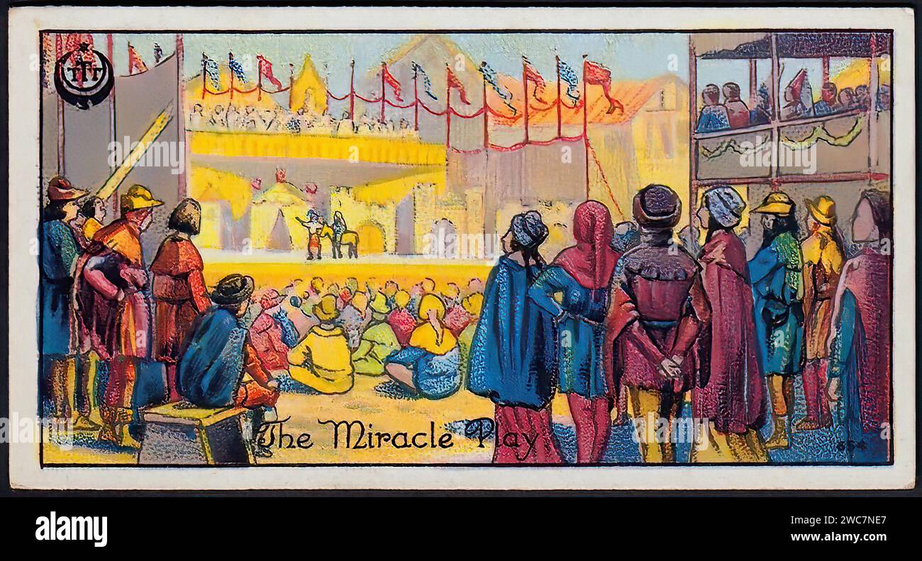 The Miracle Play - Vintage English Tradecard Illustration Stock Photo ...