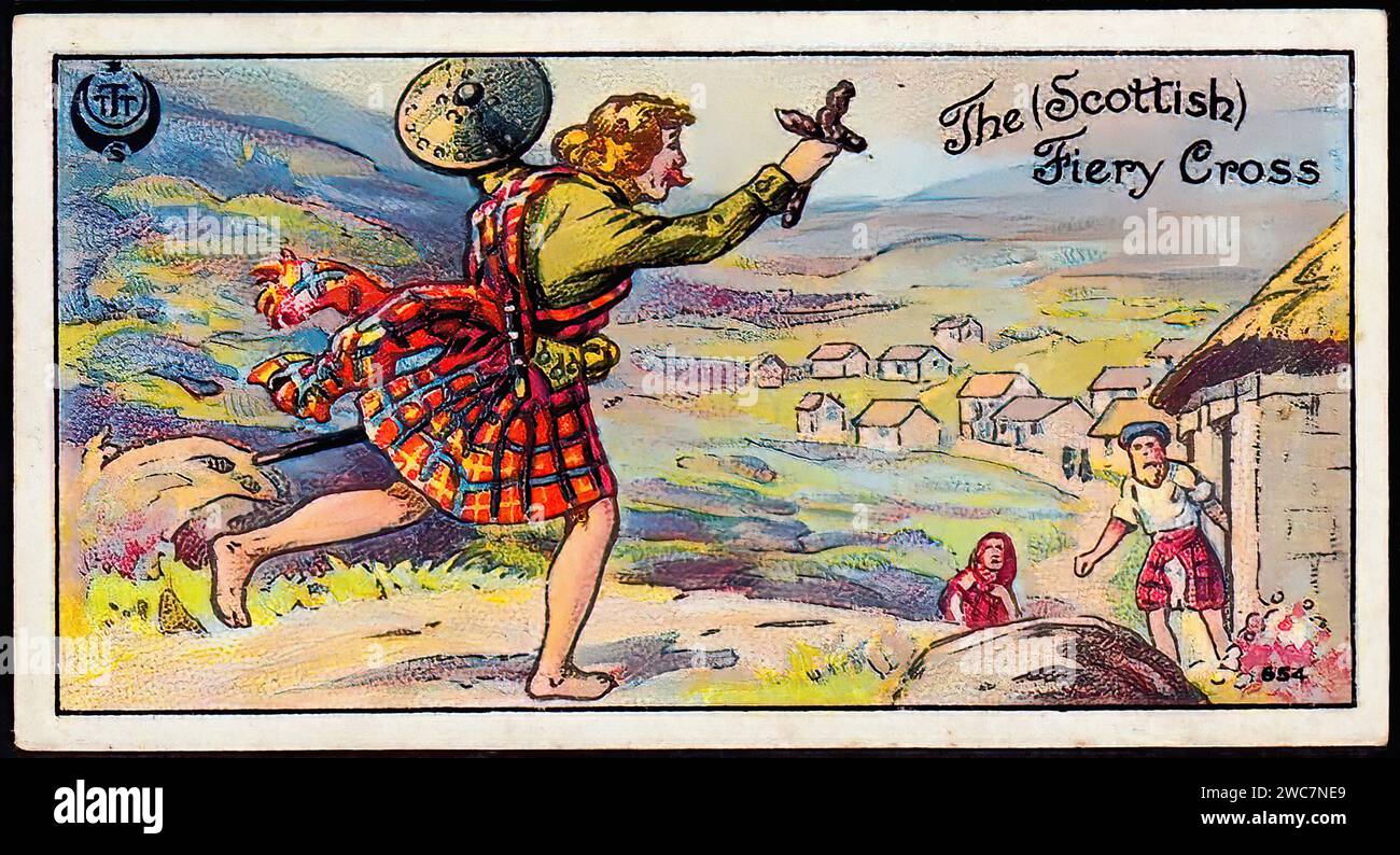 The Scottish Fiery Cross - Vintage British Tradecard Illustration Stock ...