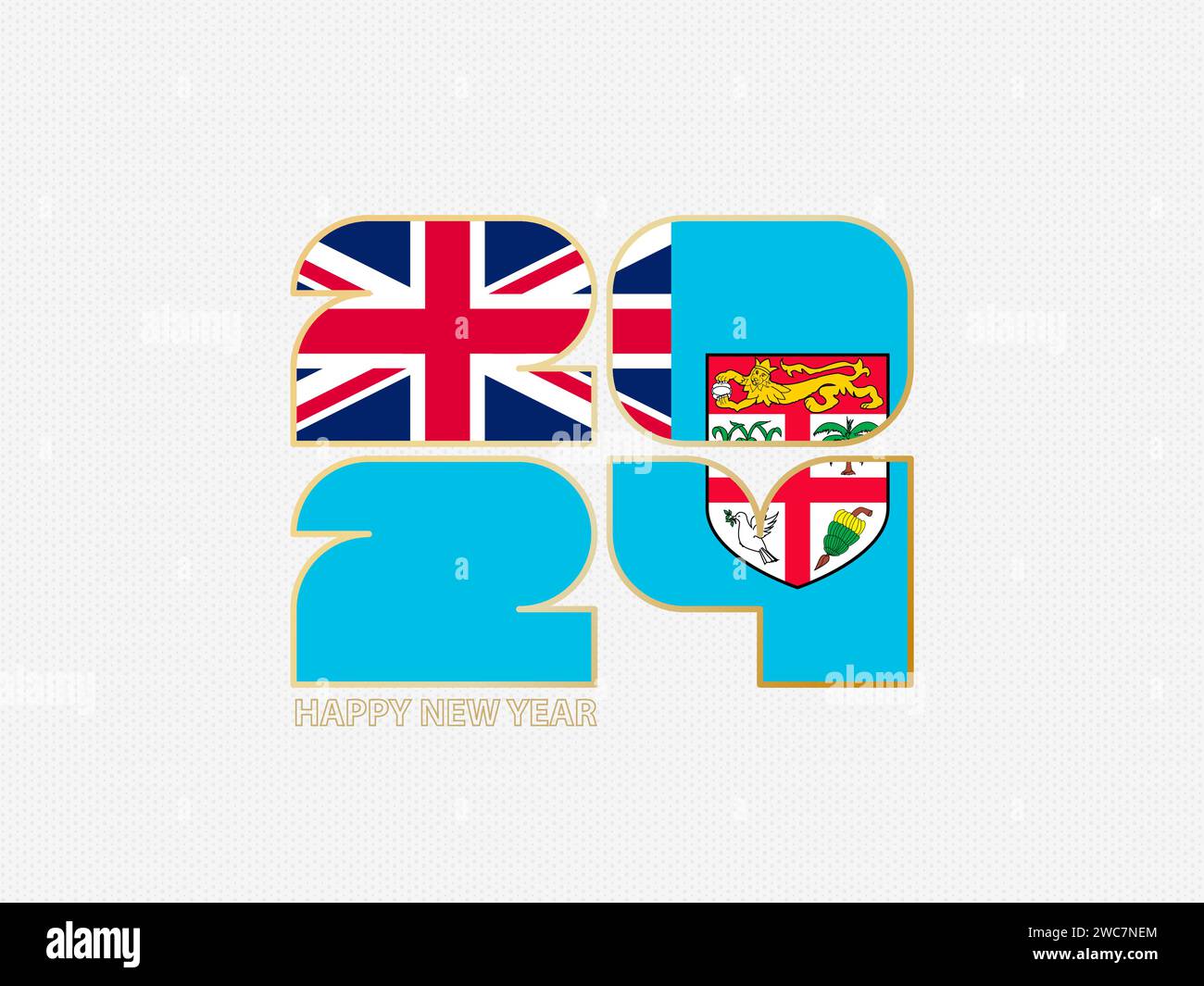 Abstract numbers 2024 with flag of Fiji. Vector illustration Stock ...