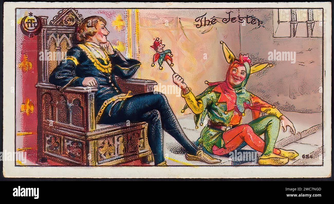 The Jester - Vintage British Tradecard Illustration Stock Photo - Alamy