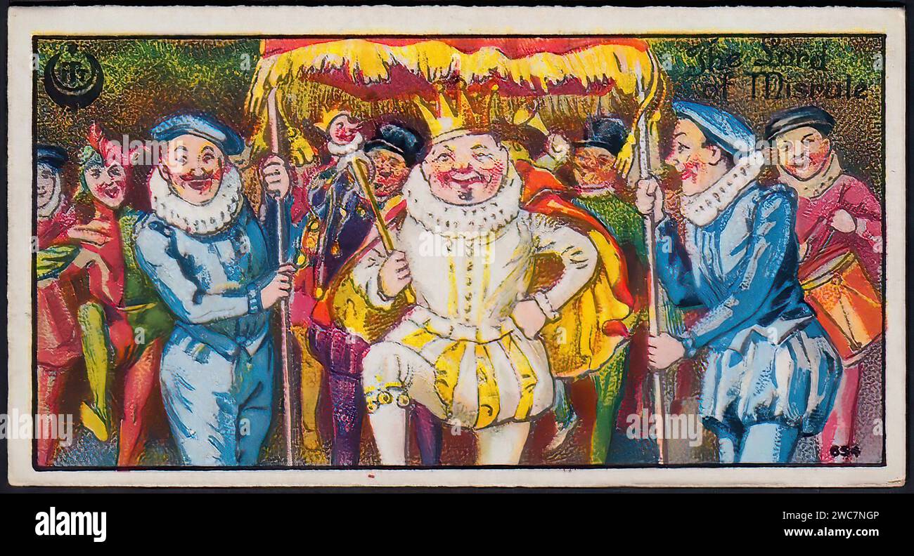 The Lord of Misrule - Vintage English Tradecard Illustration Stock ...