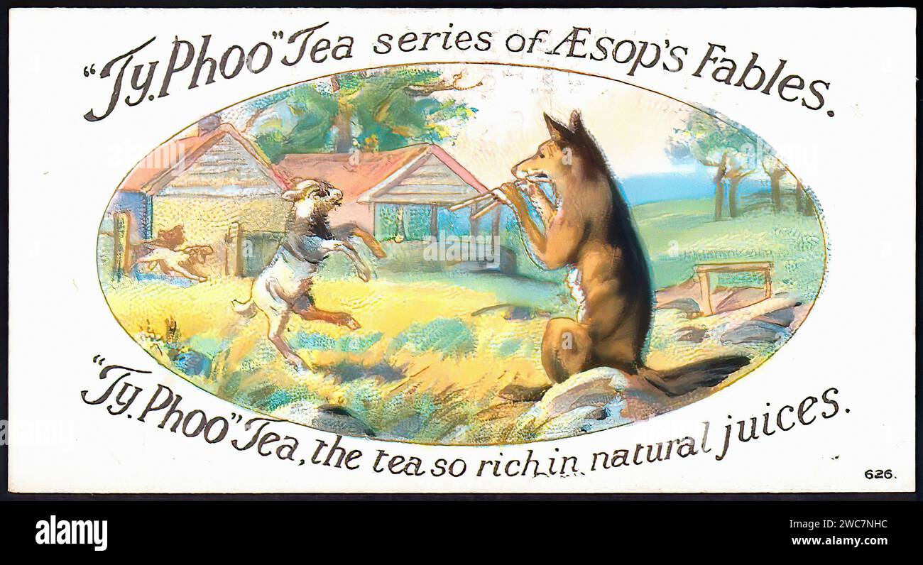 The Wolf & The Kid - Vintage Typhoo Tea Card Illustration Stock Photo ...