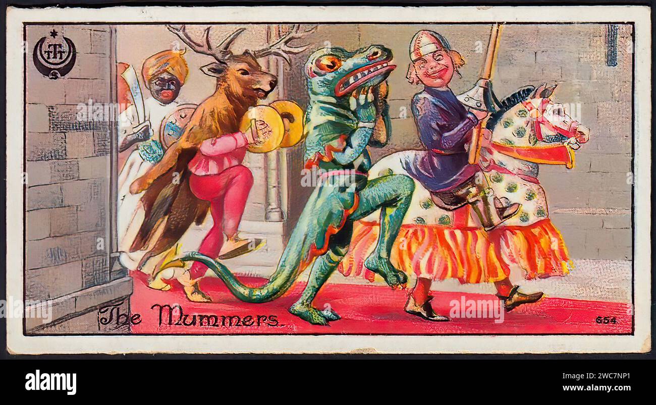 The Mummers - Vintage English Tradecard Illustration Stock Photo - Alamy