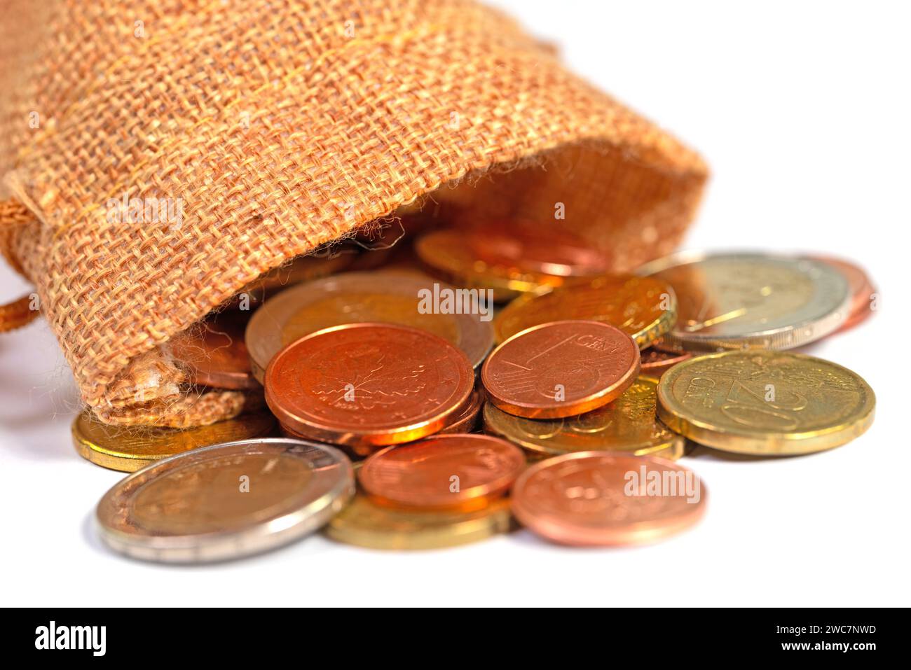 A bag of euro coins hi-res stock photography and images - Alamy