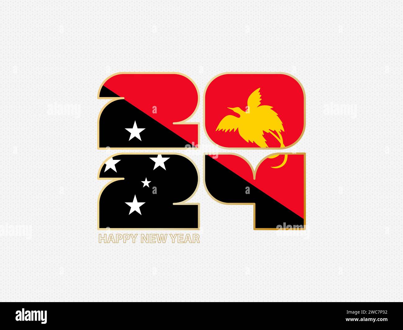 Abstract numbers 2024 with flag of Papua New Guinea. Vector ...