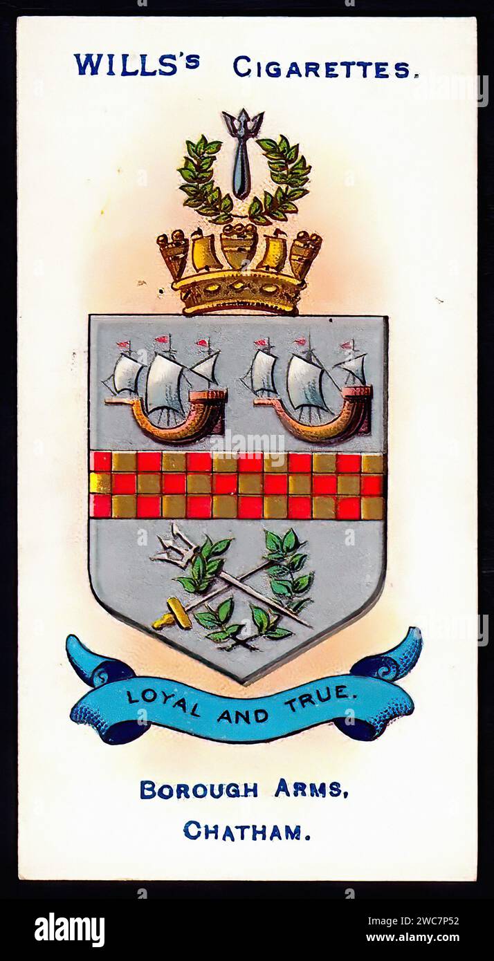 Borough Arms of Chatham - Vintage Cigarette Card Illustration Stock ...