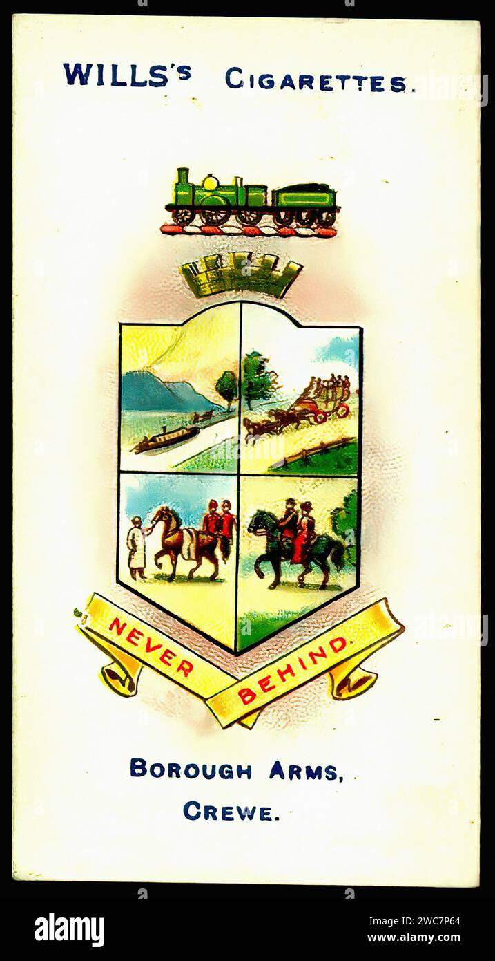 Borough Arms of Crewe - Vintage Cigarette Card Illustration Stock Photo ...