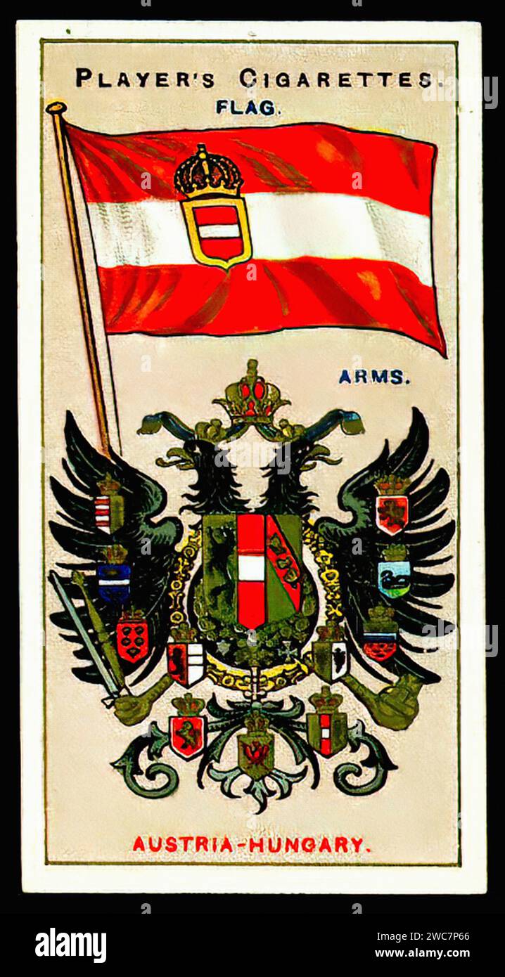 Arms & Flag of Austria-Hungary - Vintage Cigarette Card Illustration ...