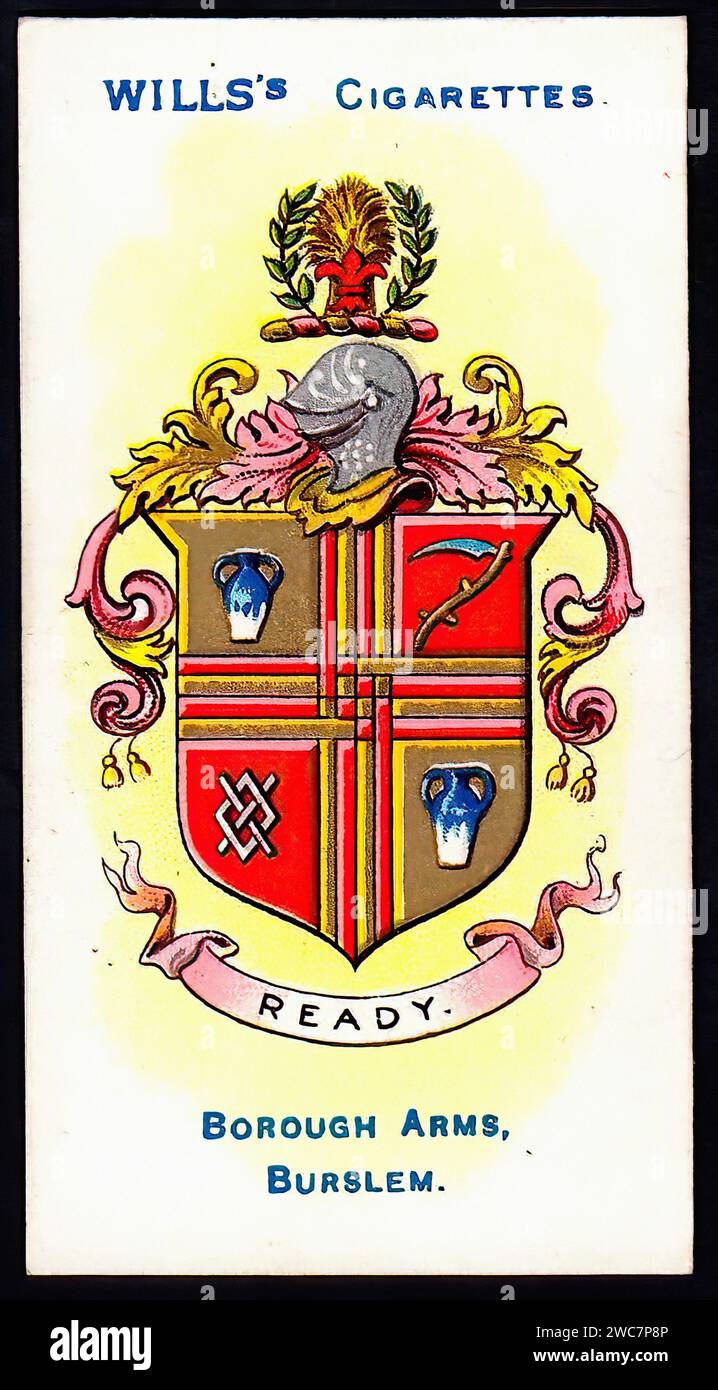Arms of Burslem - Vintage Cigarette Card Illustration Stock Photo - Alamy